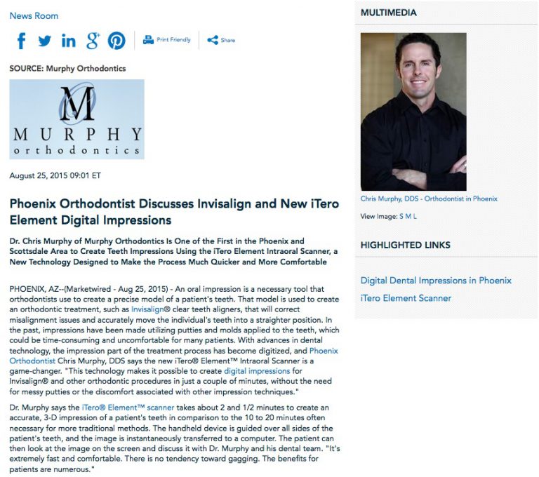 Phoenix Orthodontist Discusses Invisalign® and New iTero® Element™ Digital Impressions | Murphy ...