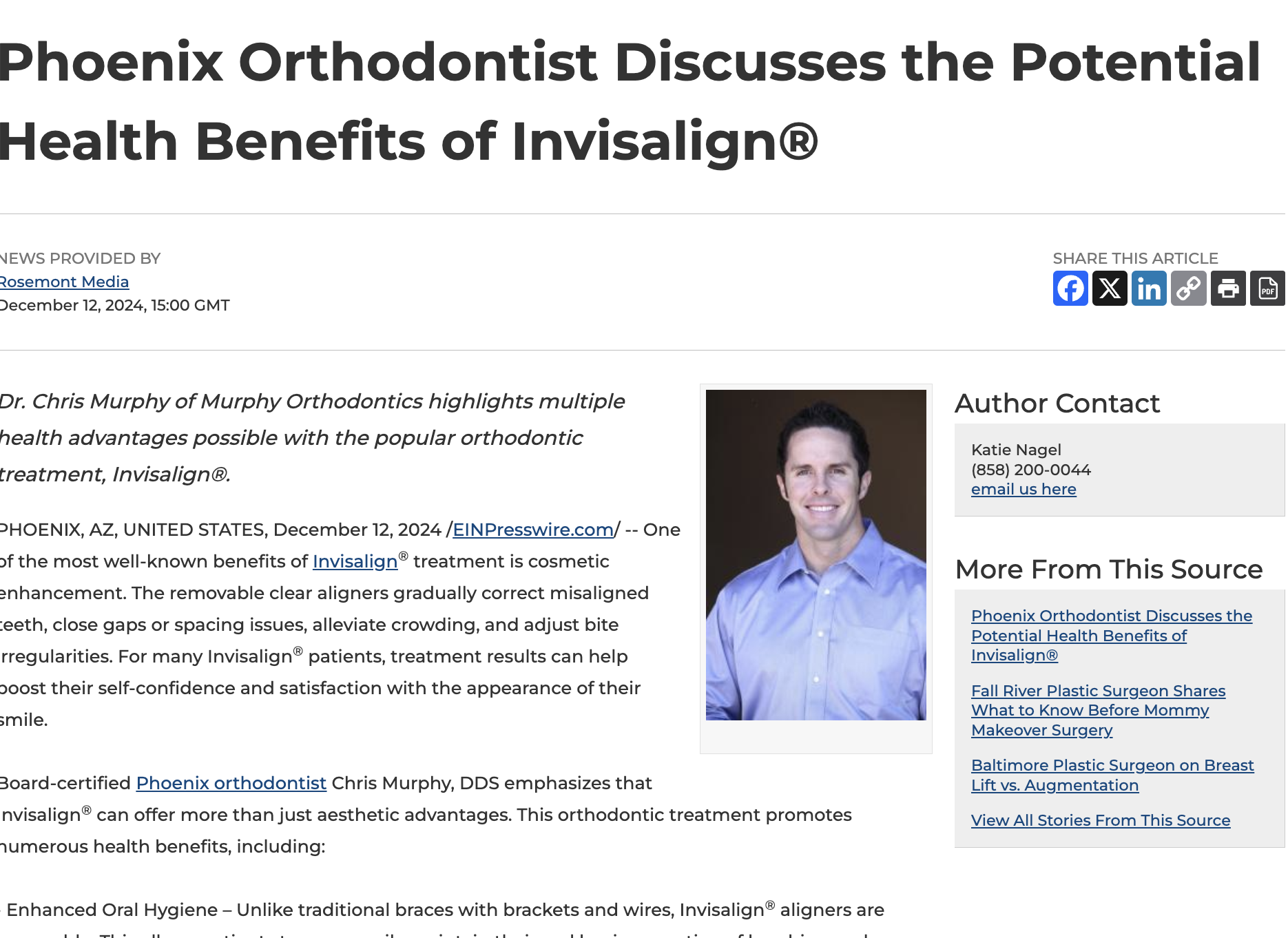 Phoenix Orthodontist Discusses Health Benefits of Invisalign